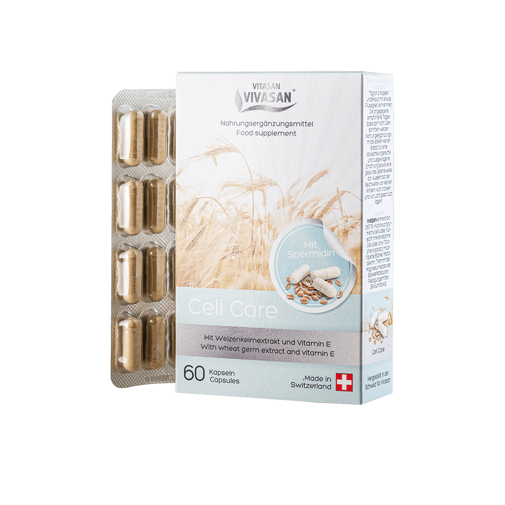 Cell Care with wheat germ extract and vitamin E, 60 capsules | VIVASAN.CLUB